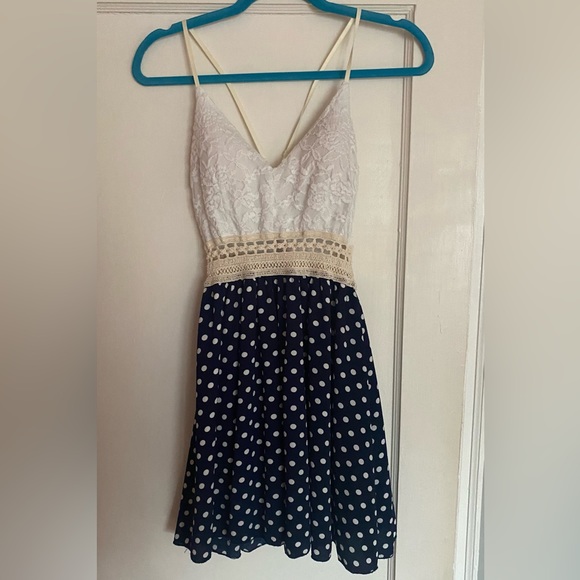 Papaya | Dresses | Papaya White And Blue Mini Dress | Poshmark